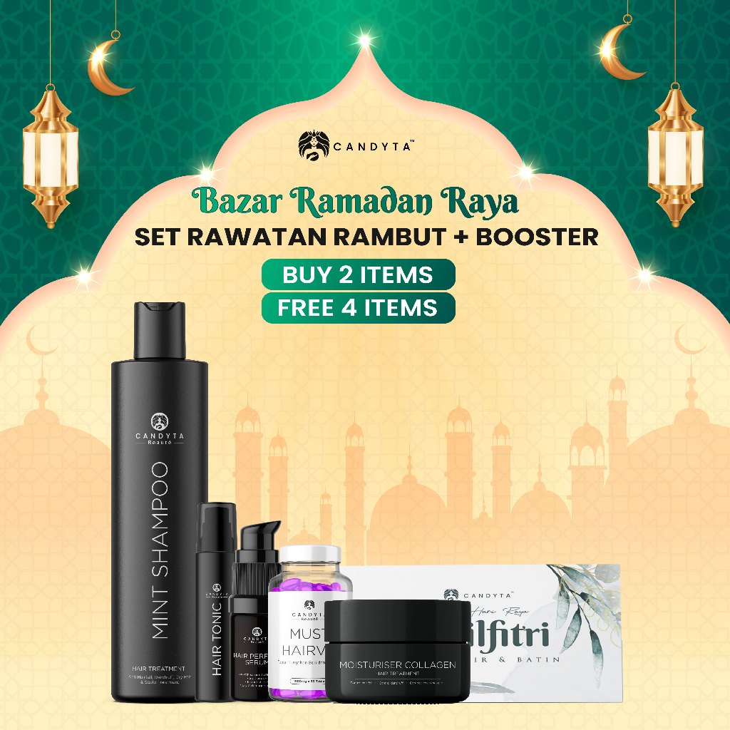 [BAZAR RAMADAN RAYA SET RAWATAN RAMBUT + BOOSTER] CANDYTAHQ Mint Shampoo Hair Tonic Ratu Eira ...