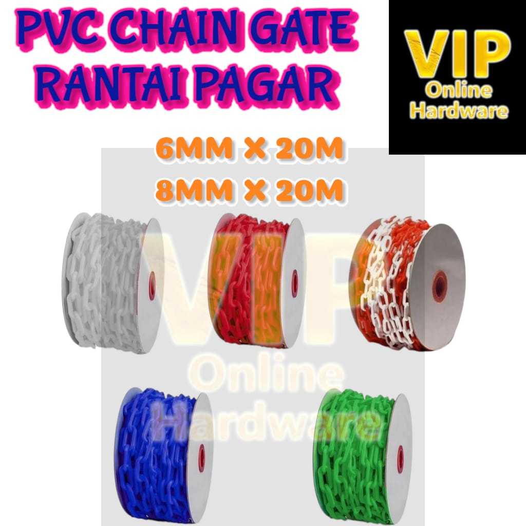 20meter ( 1 ROLL ) Plastic Chain 6mm Width for Safety Road Cone PVC ...