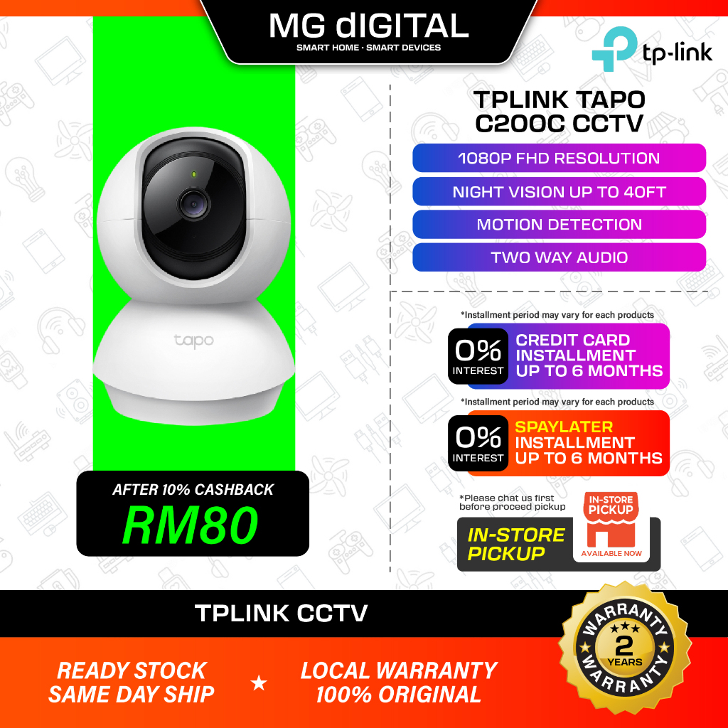 TPLINK Tapo C200C CCTV - READY STOCK, 1080p FHD Resolution Motion ...