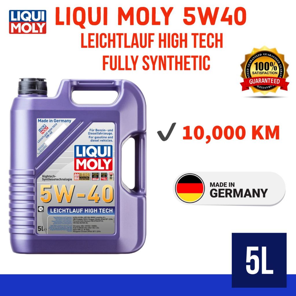 LIQUI MOLY 5W40 FULLY SYNTHETIC (5L) ENGINE OIL LEICHTLAUF HIGH TECH ...