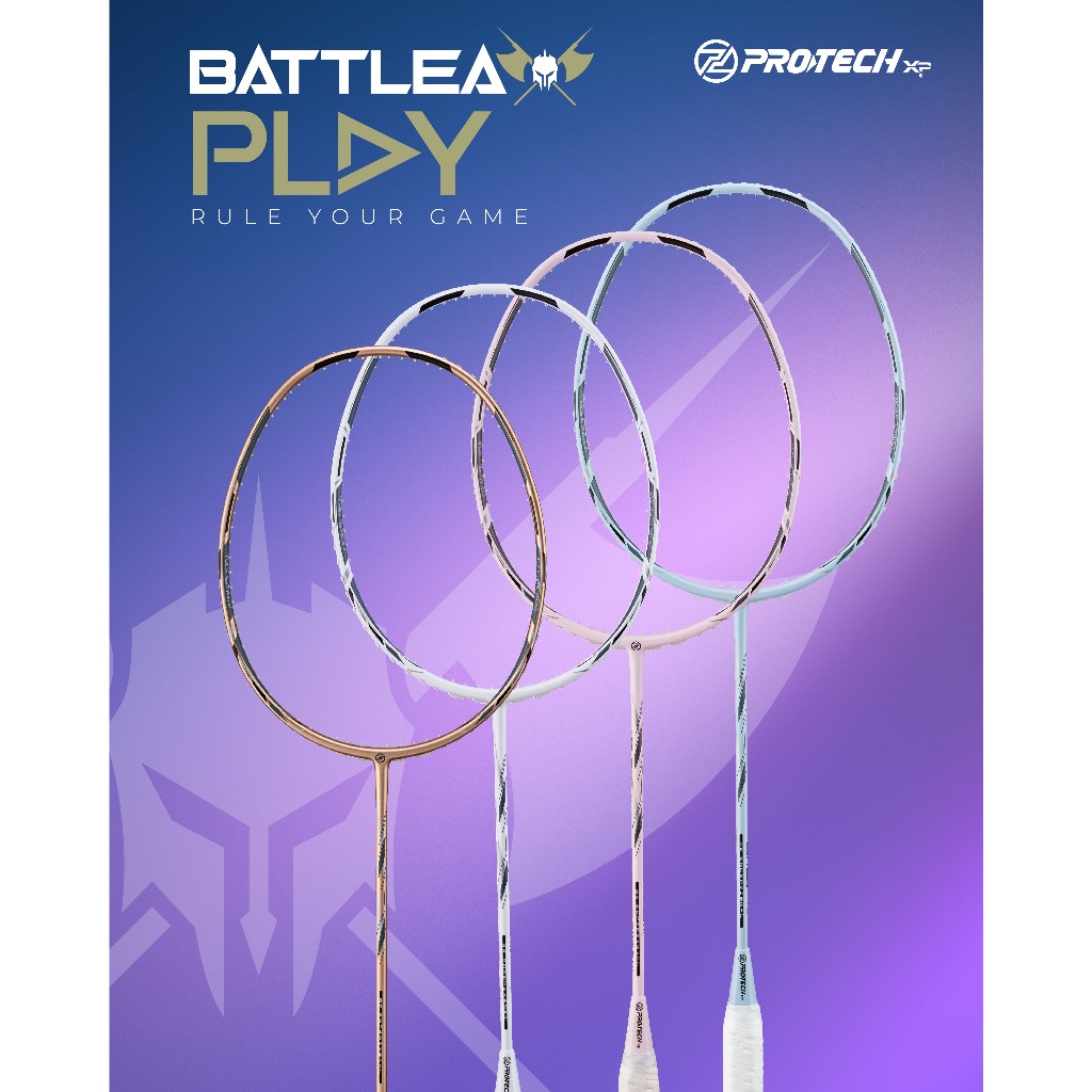 Protech Badminton Racket Battleax Play Series (4UG1)(MAX 32lbs)(FREE String + Grip) 100% ...