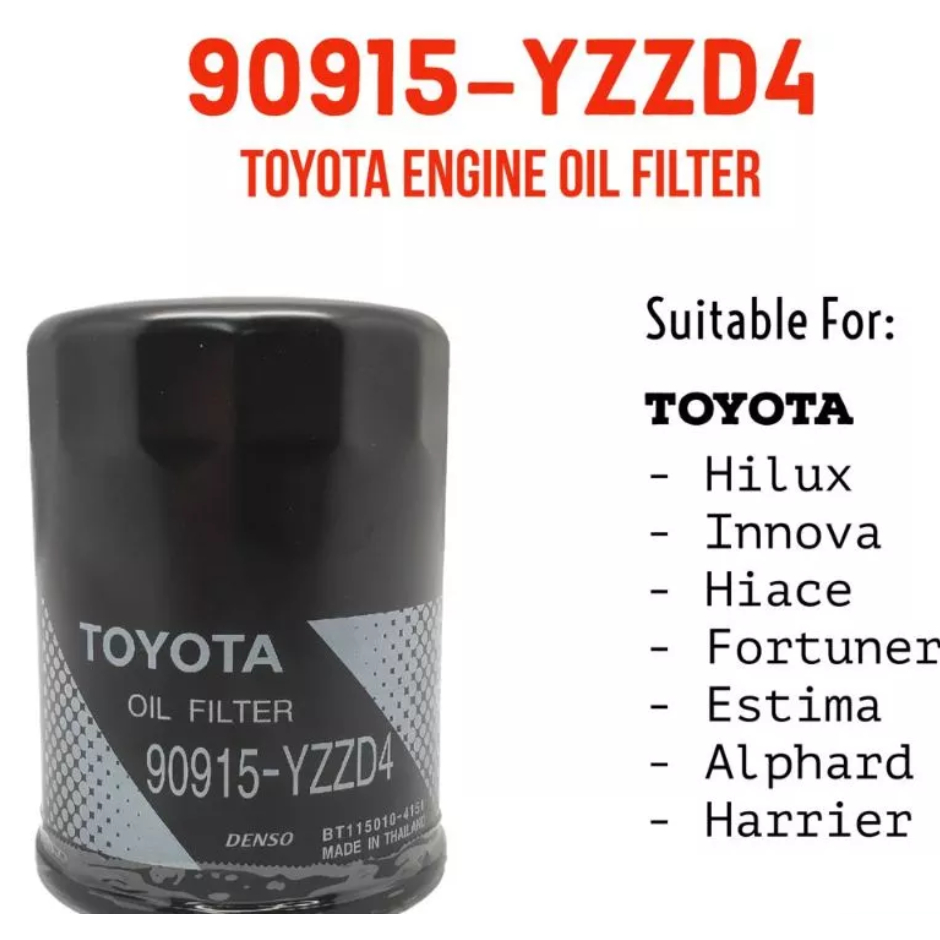 TOYOTA OIL FILTER (90915-YZZD4) HILUX INNOVA HIACE FORTUNER ESTIMA ...