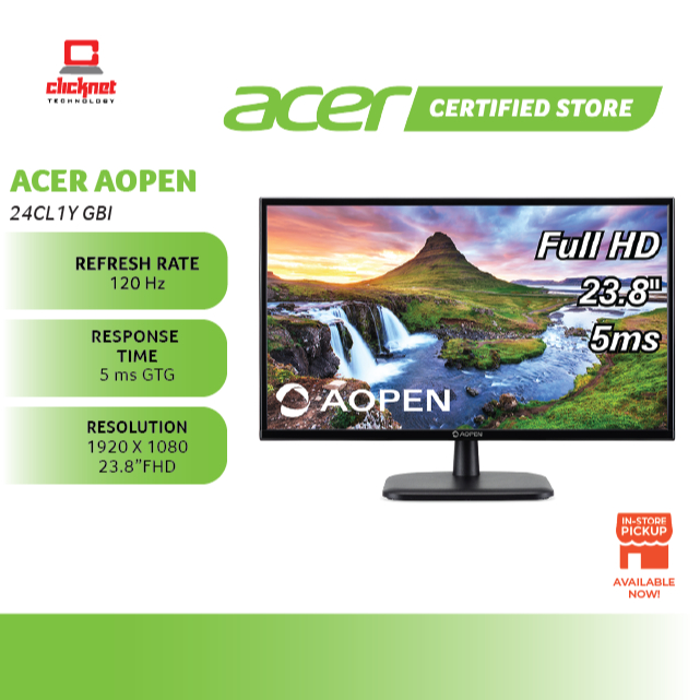 ACER AOPEN 24CL1Y GBI 23.8" FHD 120Hz HDMI,VGA,IPS, MONITOR_BLACK ...