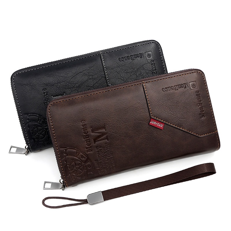 MenBense Men's Short Wallet Men Leather Zipper Coin Purse Card Pocket ...