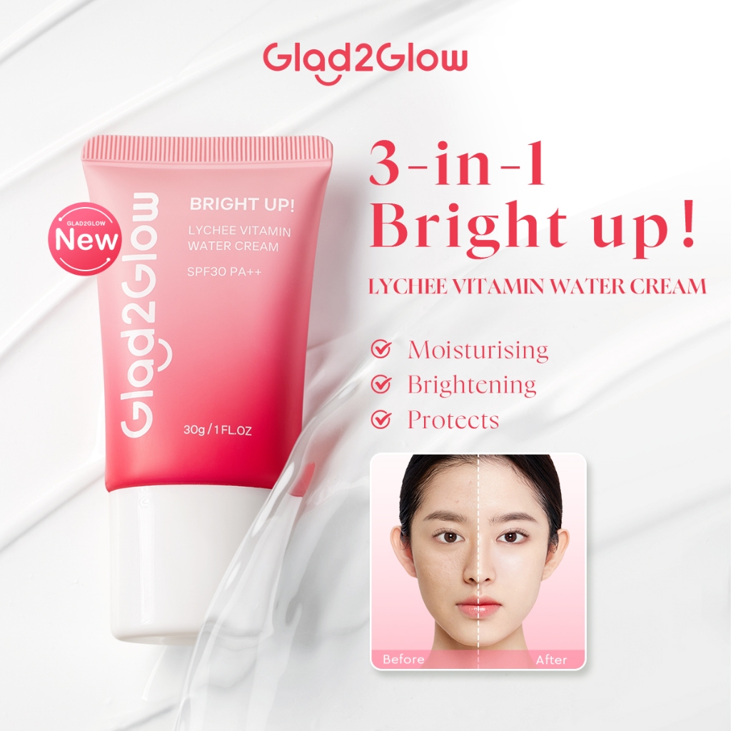 Glad2Glow Lychee Vitamin Water Cream 30g BB & CC Cream Bright Up Facial ...