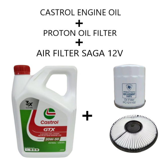NEW PACKING CASTROL GTX MINERAL ENGINE OIL 20W-50 4L COMBO SET + PROTON ...