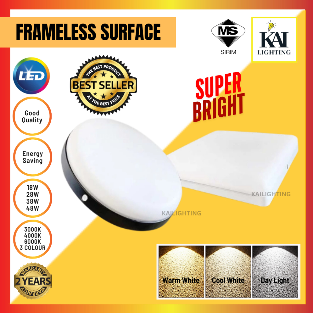 [FRAMELESS SIRIM SURFACE MOUNT] 18W 24W 38W 48W LED PANEL LIGHT ROUND ...