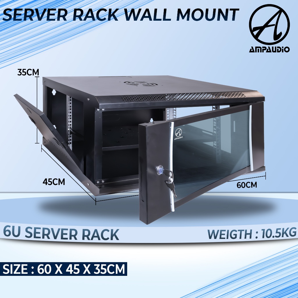 AmpAudio 6U Server Rack Wall Mount Server Rack (FREE TRAY) Server Rack ...