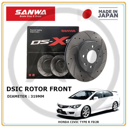 SANWA Sport Japan Honda Civic FD FD2R TYPE R Front Drilled Slotted ...