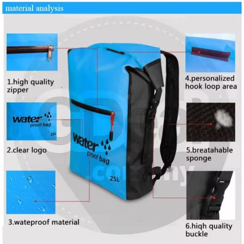 WATERPROOF BAG PACK 25L OUTDOOR DRY STORAGE BAG RAFTINGS SPORTS BEG ...