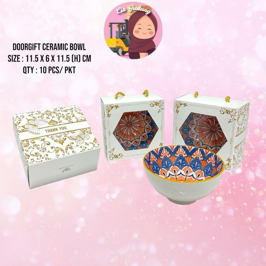 10PCS Doorgift Ceramic Kaca With Pvc Box | Ceramic Bowl | Doorgift VIP Kahwin | Exclusive Gift ...