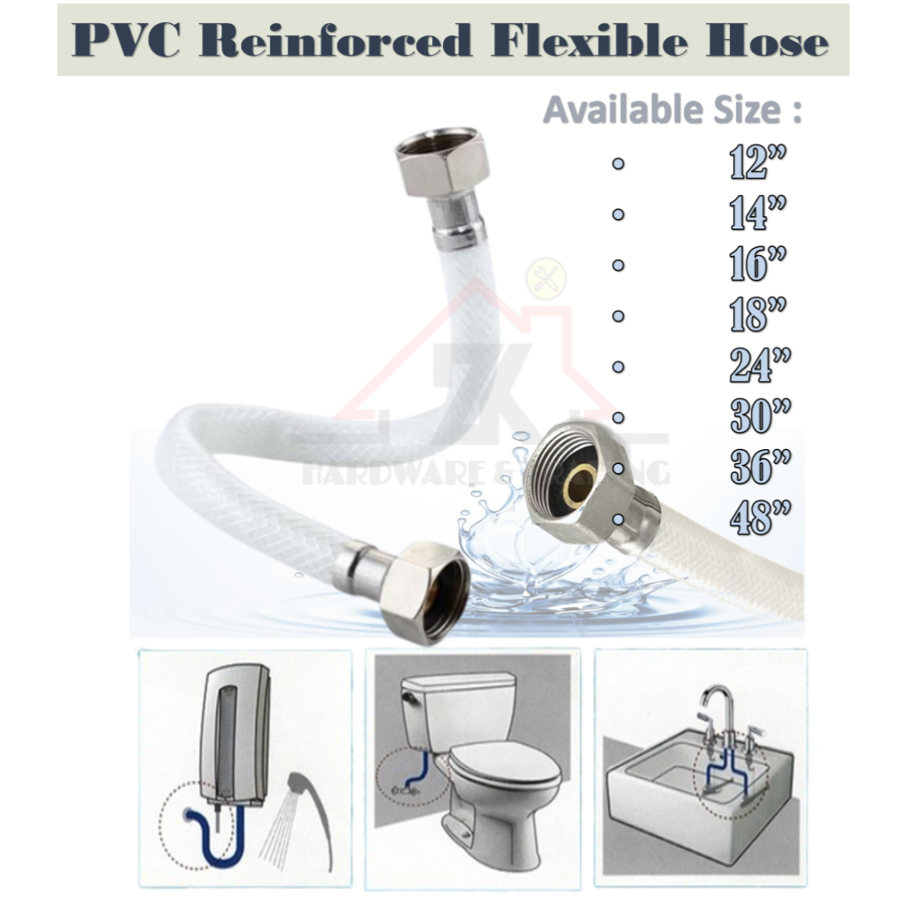 Paip Lembut Bawah Sinki Paip Jamban PVC Reinforced Flexible Hose Pipe ...