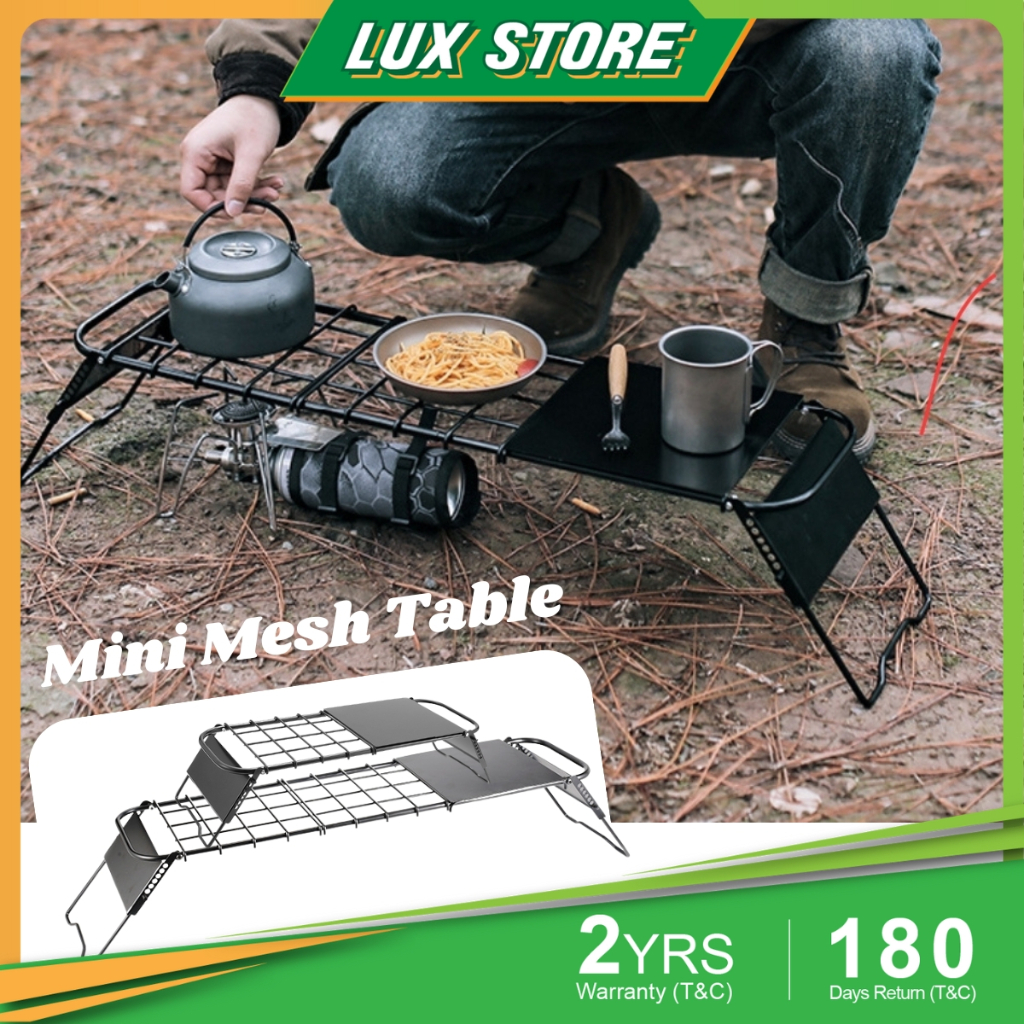 Camping Iron Mesh Table Foldable Portable Coffee Table Outdoor Meja ...