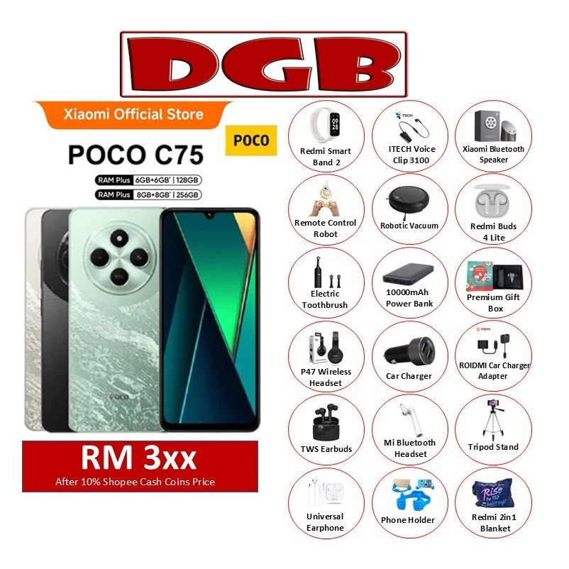Xiaomi Poco C75 | 6GB+6GB Extended Ram+128GB Rom | 8GB+8GB Extended Ram+256GB Rom | Original ...