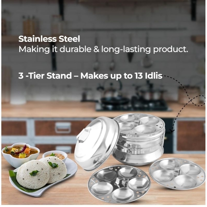 Shoppe Stainless Steel Idli Cooker/Idli Maker Makes 13 Idlis At Once ...
