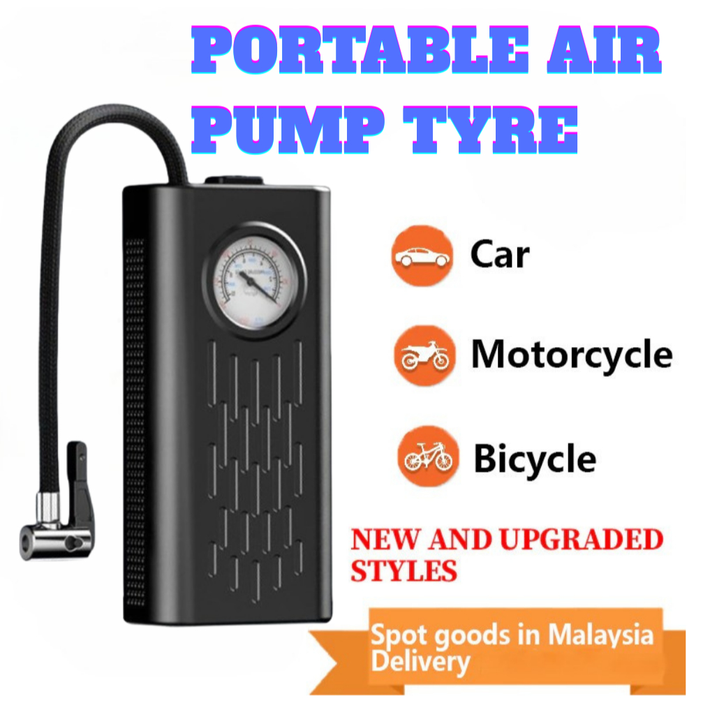 Portable Air Pump Tyre pam Tayar Kereta Motor Car Motorcycle Bicycle ...