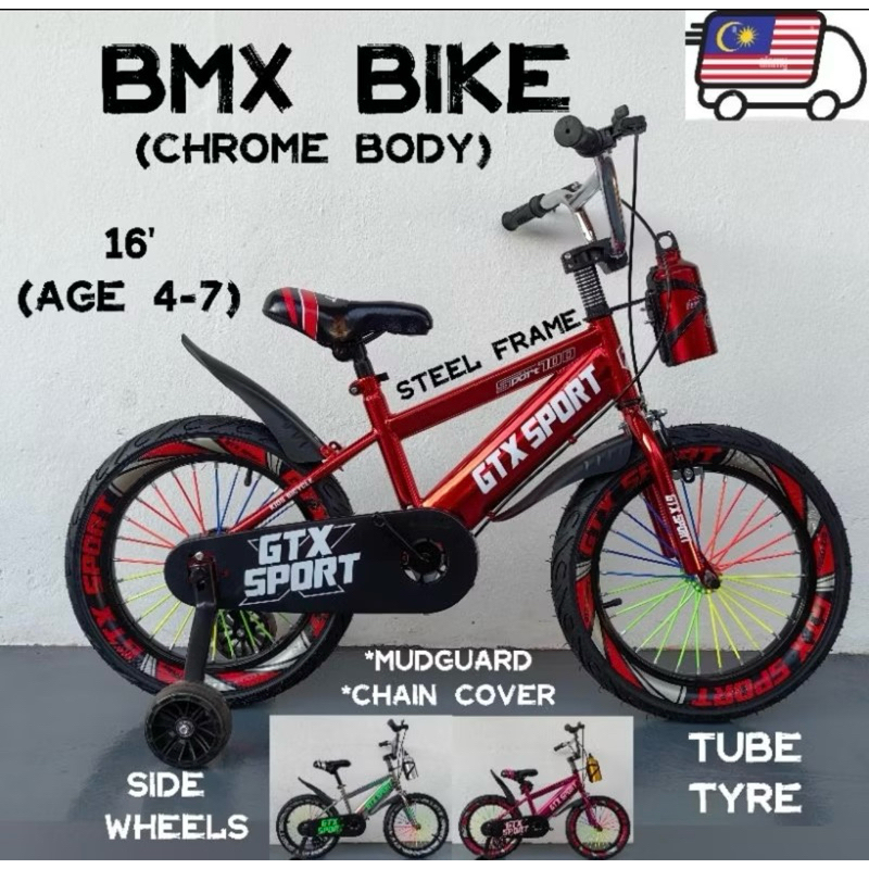 (BODY CHROME) BASIKAL BUDAK DESIGN BMX SIZE 16' sesuai UMUR 4-7 BMX ...