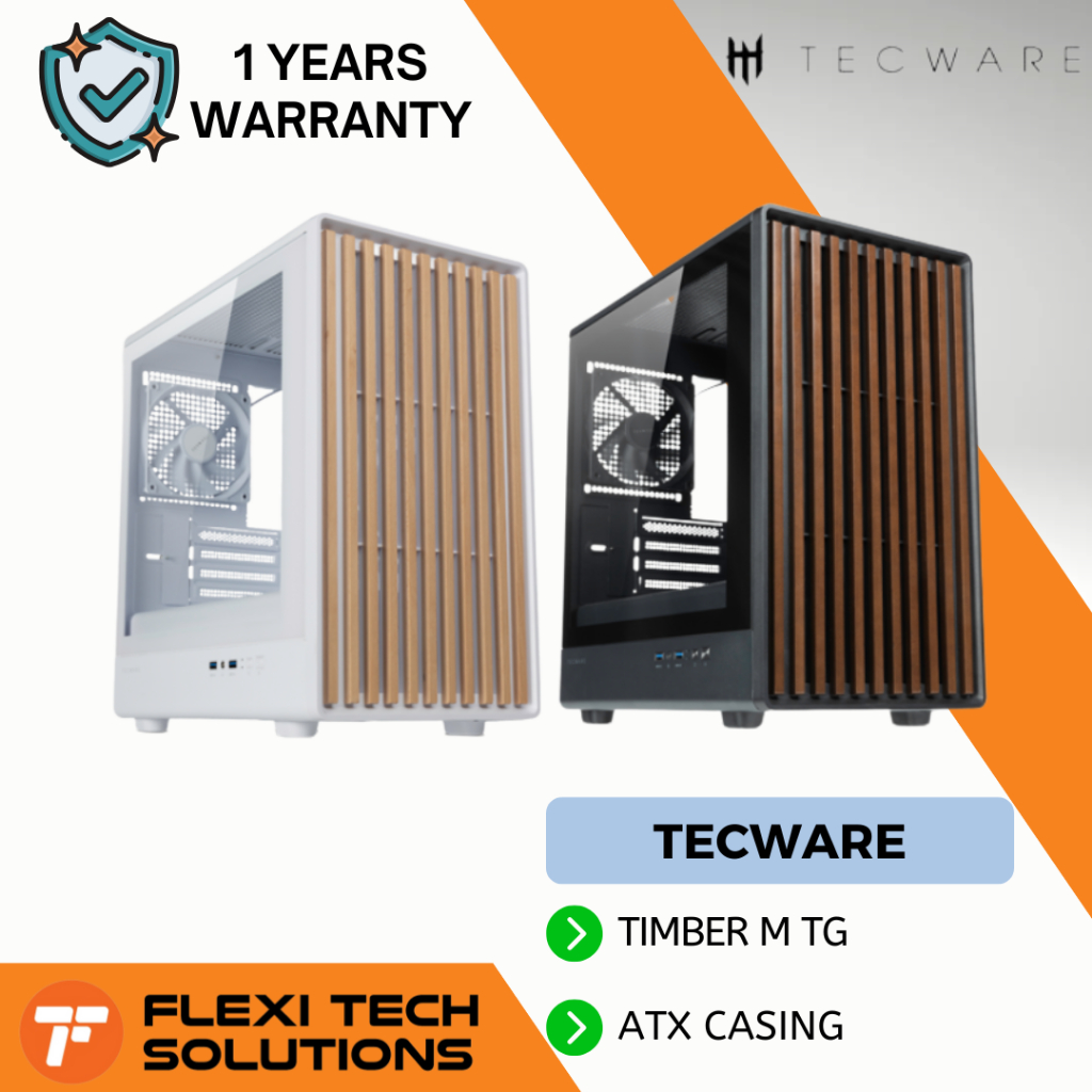 Flexi Tech Tecware Timber M TG MATX Case - Black & White | Shopee Malaysia