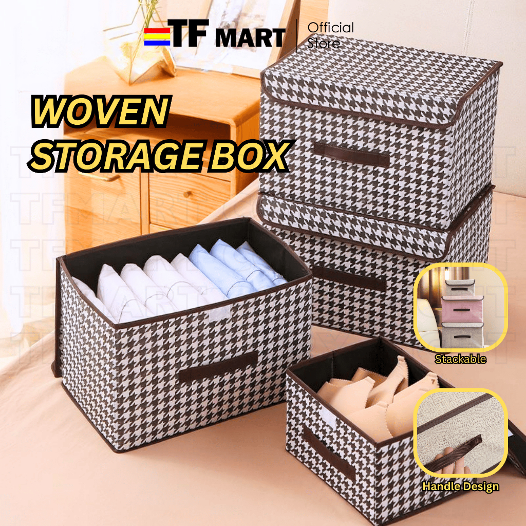 TFMART《Mega Deal》2 In 1 Korean Storage Box Foldable Linen Cloth Storage ...
