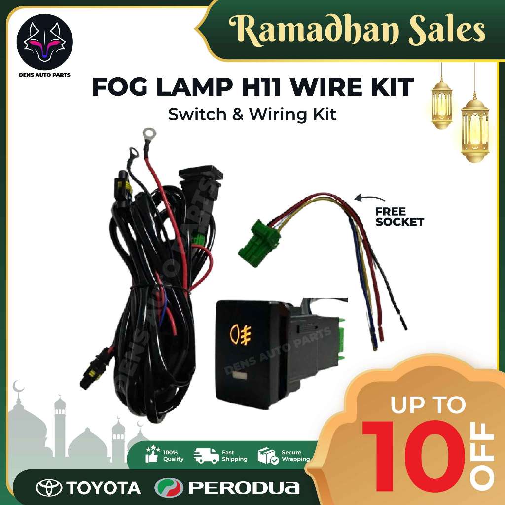 Toyota Perodua Fog Lamp Wiring Kit H11 Wayar Modify Lampu Bumper Switch ...