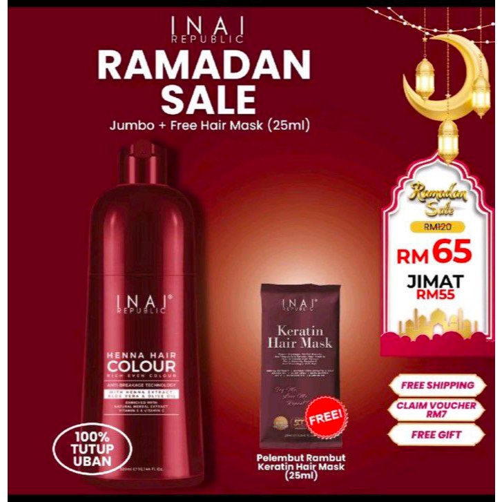 INAI REPUBLIC Syampu inai tutup uban HALAL size jumbo (300ML) | Shopee ...