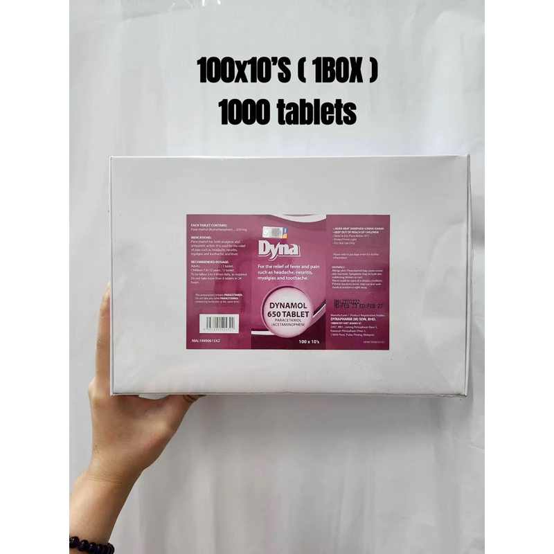 DYNAPHARM DYNAMOL 650MG 100x10’s (1BOX) [EXP:10/26] DYNAPHARM ...