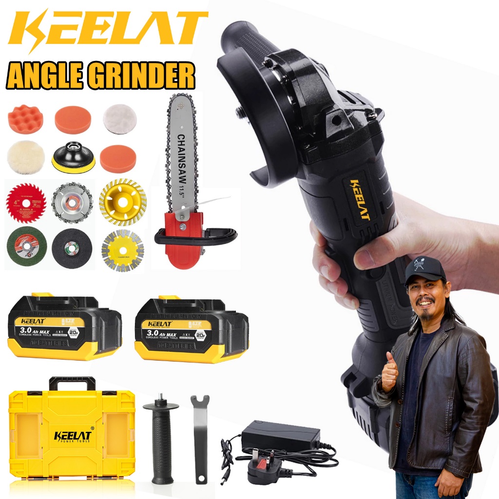 KEELAT KAG001 20V Grinder Cordless Chainsaw Rechargeable Grender ...