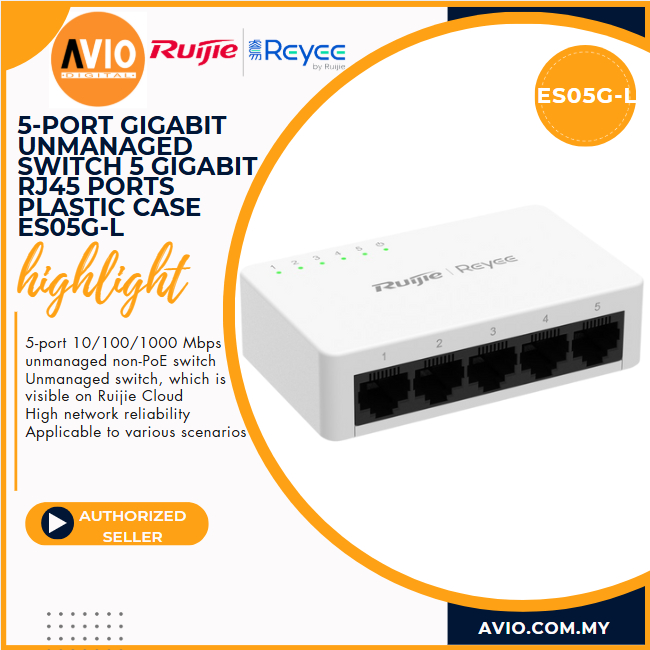 Ruijie 5 Port Gigabit Unmanaged Computer Desktop Switch 5 RJ45 LAN ...