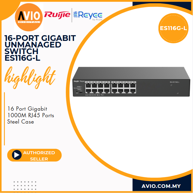 Ruijie 16 Port Gigabit Unmanaged Computer Network Switch 16 RJ45 LAN ...