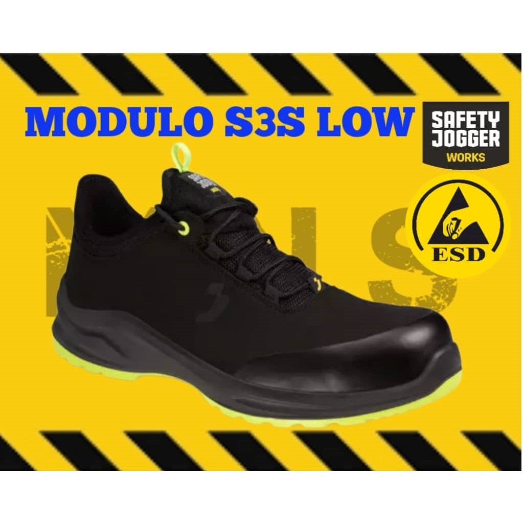 Safety Jogger MODULO [ BLACK ] Low-Cut S3S ESD Lightweight Unisex ...