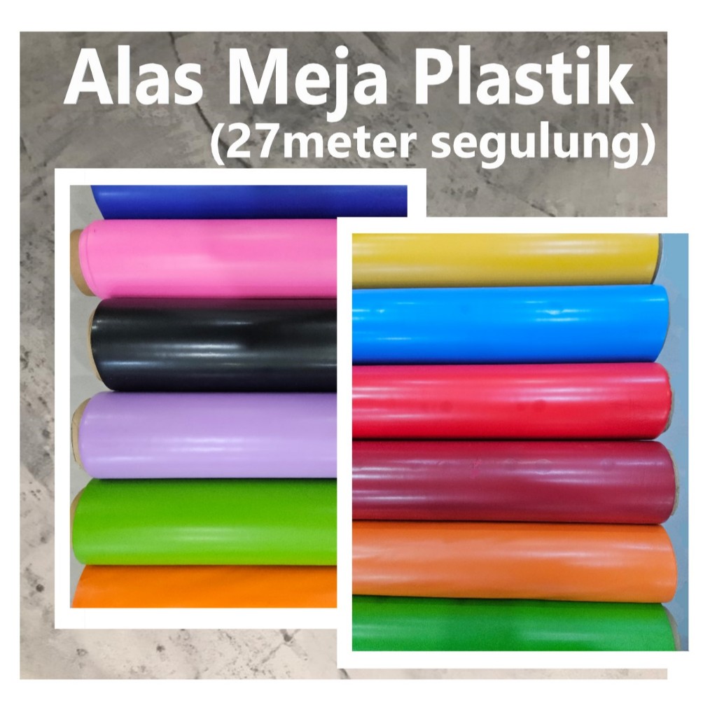 Alas Meja Plastik PVC warna plain 0.13mm (137cm X 27meter 1 gulung ...