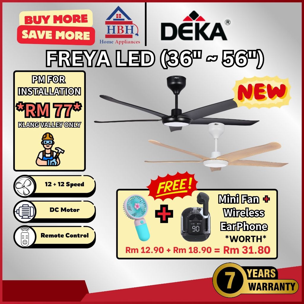 Deka | FREYA Series | DC Motor | LED | 5 Blades | 12+12 Speed | Ceiling ...