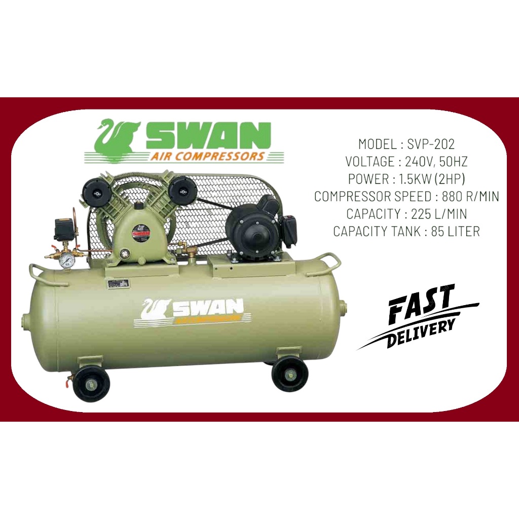 SWAN AIR COMPRESSOR C/W 2HP MOTOR , SVP-202 (85L) | Shopee Malaysia