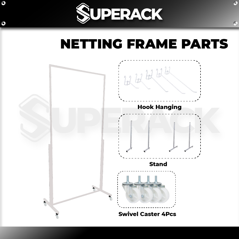SUPERACK [High Quality] Netting Frame Display Rack Swivel Caster Wheels ...