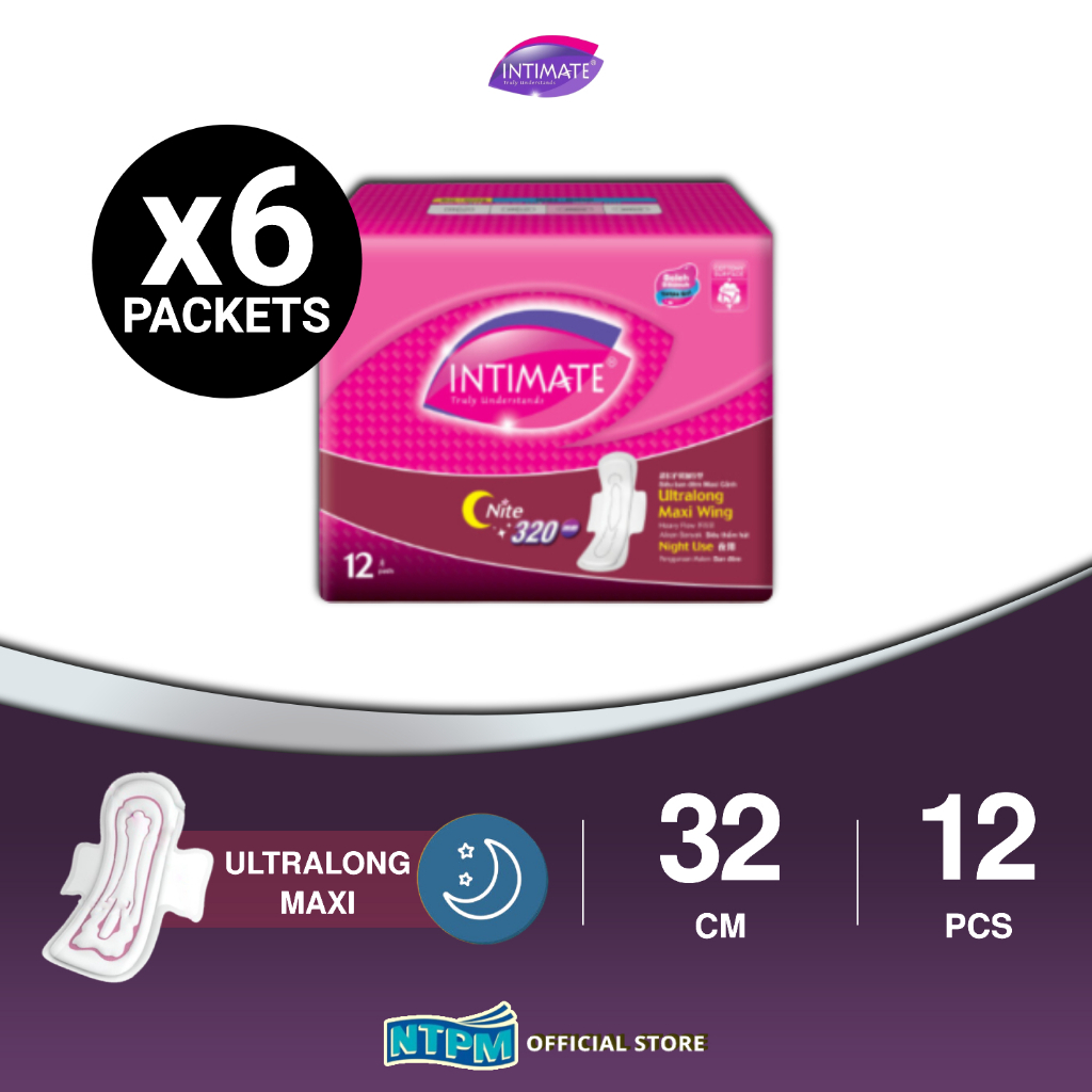 (P73) Intimate Night Ultralong Maxi Wing 320mm (12's) x 6 Packets ...