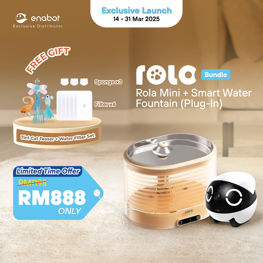 [BUNDLE] Enabot ROLA Mini + ROLA Smart Water Fountain (Plug-In/Cordless ...