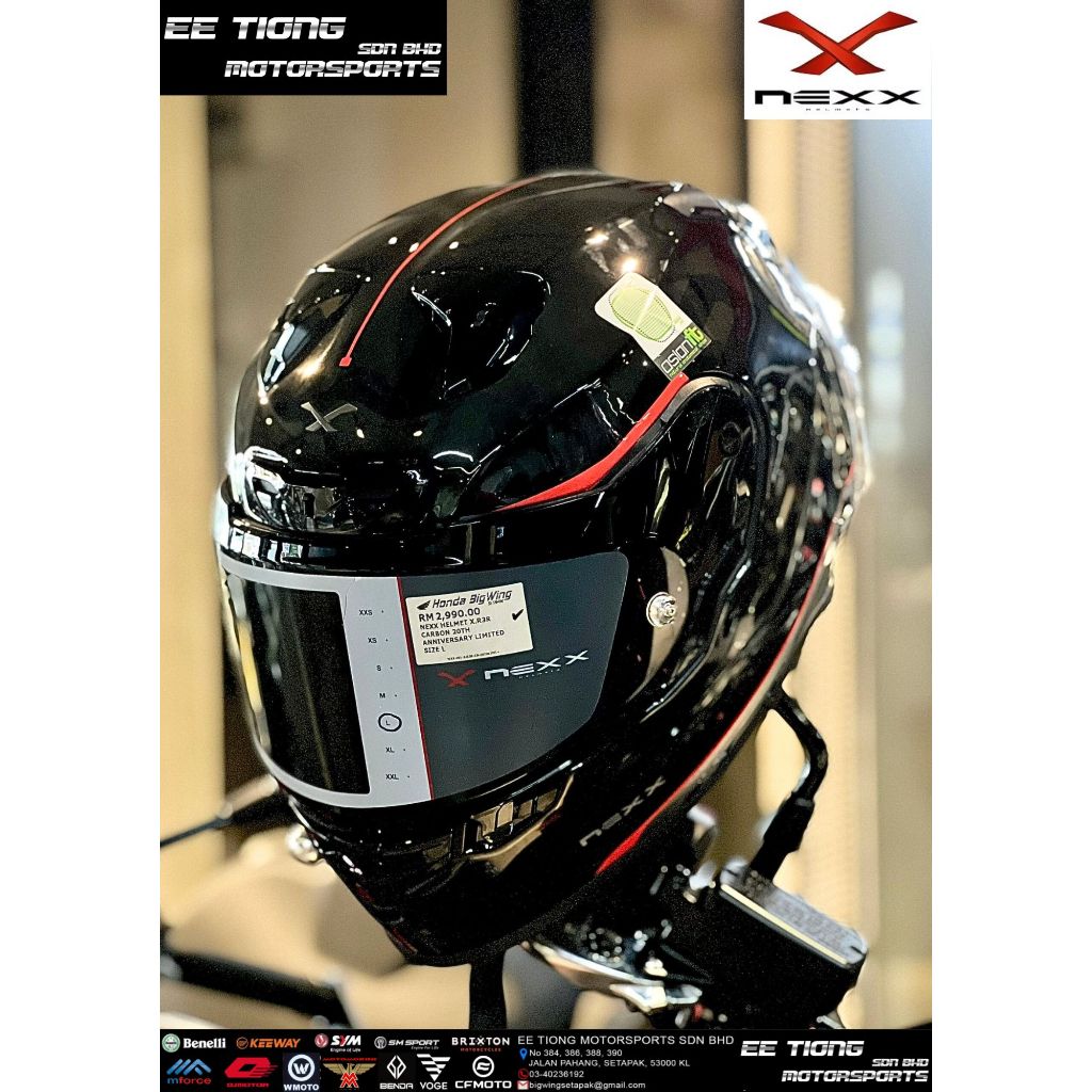 NEXX HELMET FULL FACE X.R3R CARBON RED 20TH ANNIVERSARY OFFER PROMOSI ...