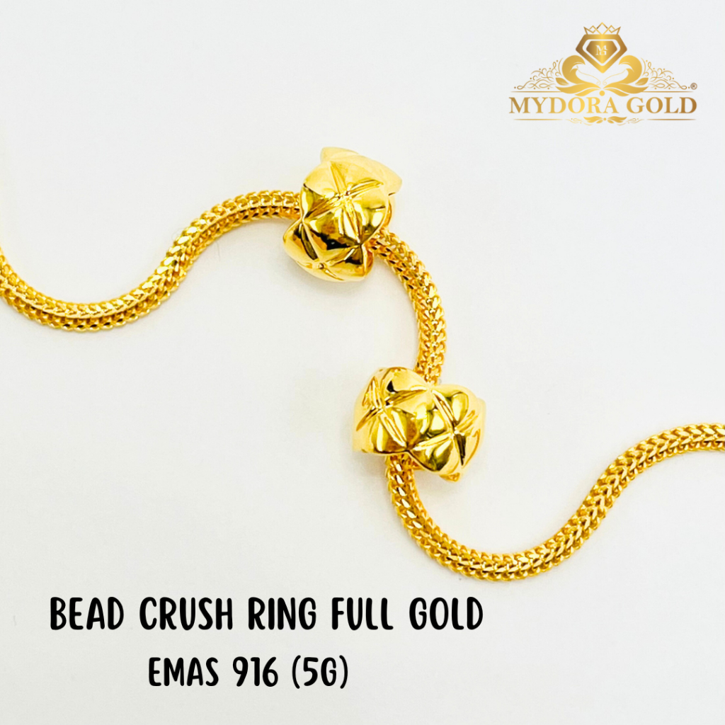 MYDORA Bead Crush Ring Full Gold (5G) l EMAS 916/22K | Shopee Malaysia