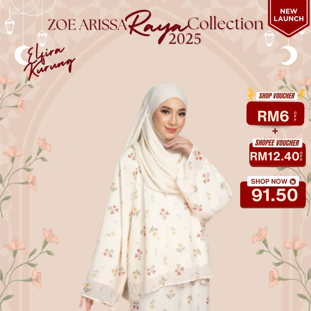 ZOE ARISSA BAJU RAYA MODEN 2025 MUSLIMAH Elfira Kurung Chiffon Organdy ...