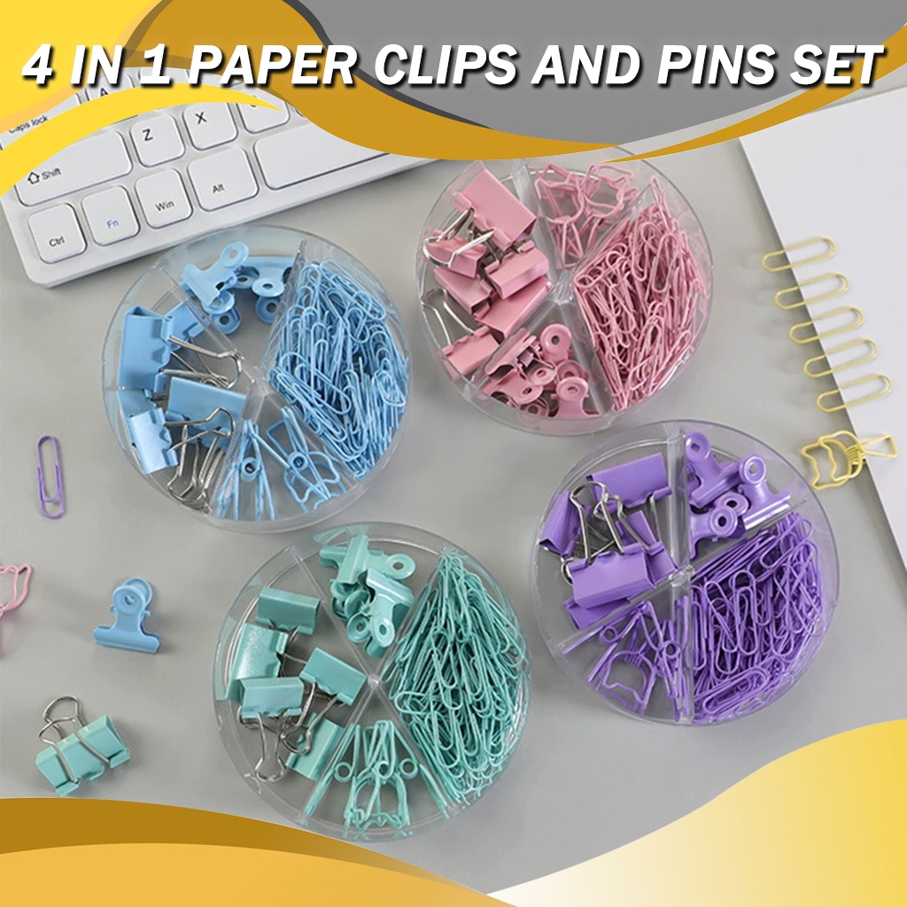 🇲🇾 𝐑𝐞𝐚𝐝𝐲 𝐒𝐭𝐨𝐜𝐤 Elegant 4 in 1 Paper Clips and Pins Set (Binder Clip ...