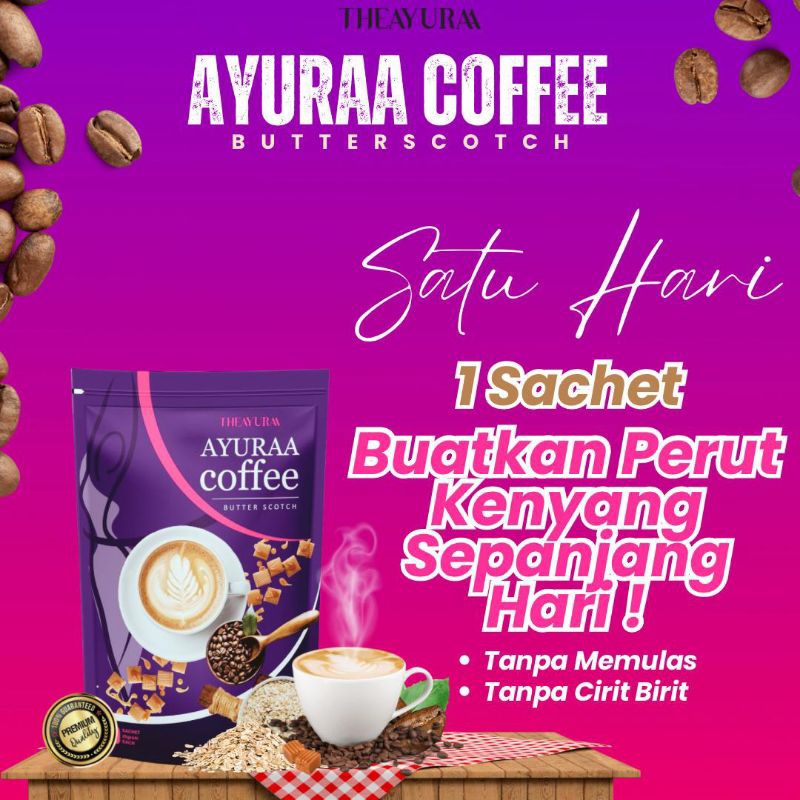 AYURAA COFFEE PREMIUM BUTTERSCOTCH OAT FULL PACK 10 SACHET + Free 1 ...