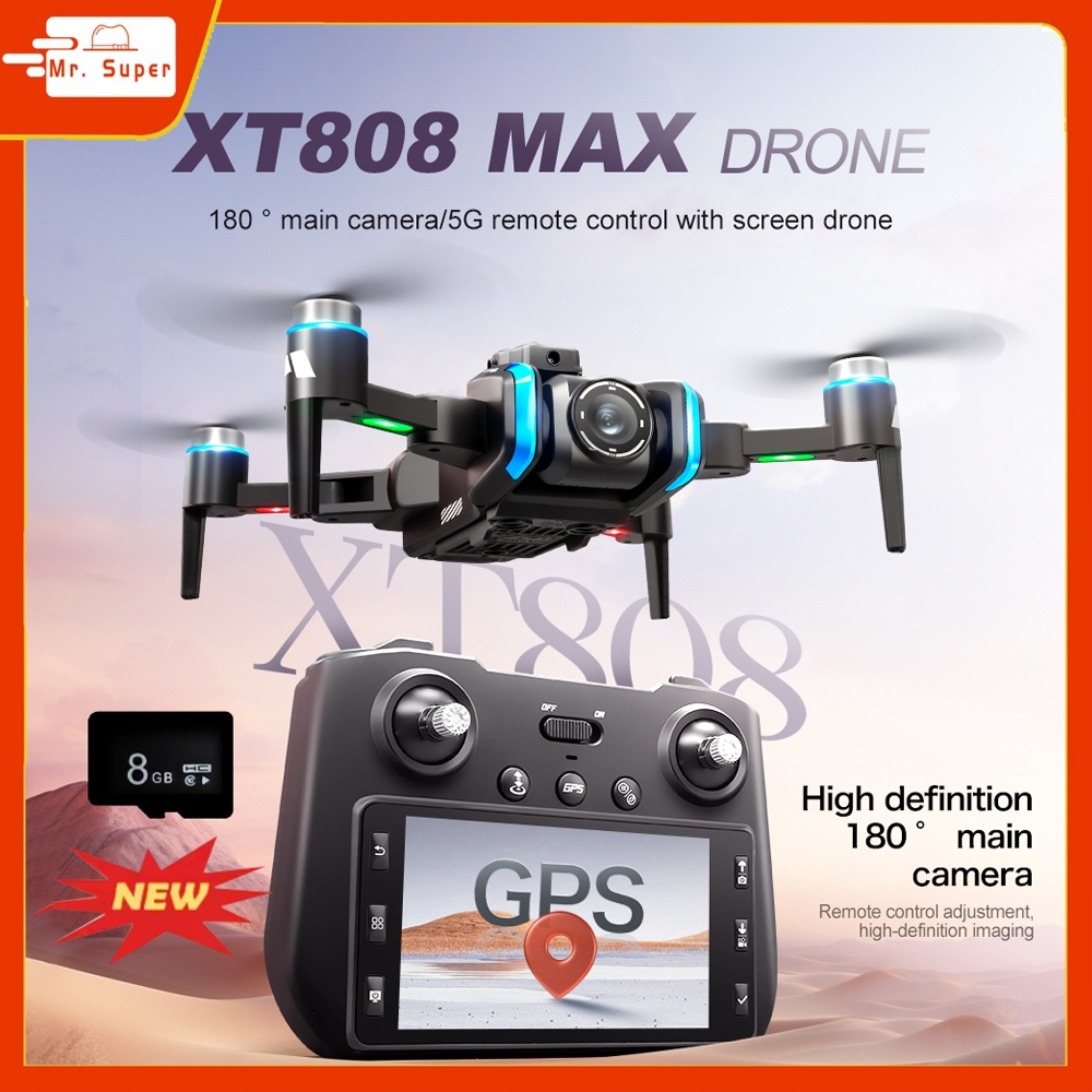 New XT808 MAX Drone Screen Display 5g Optical Flow Gps Folding Drone ...