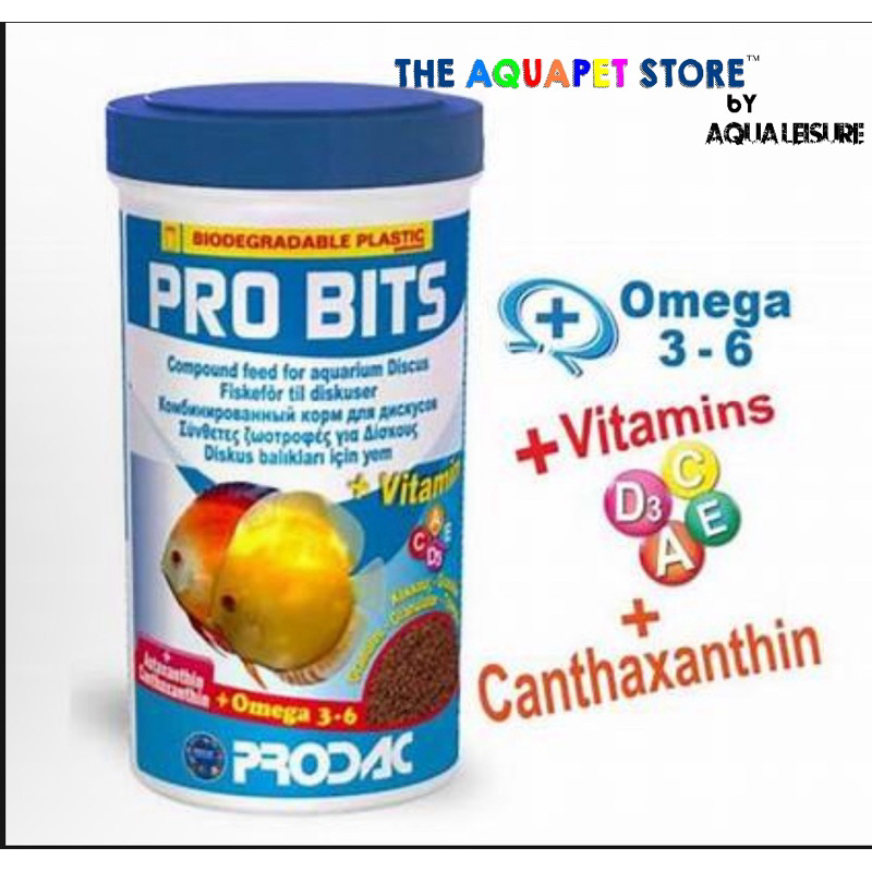 (500g) PRODAC PROBITS + Astaxanthin Canthaxanthin Omega 3-6 to feed Discus fish Made in Italy ...