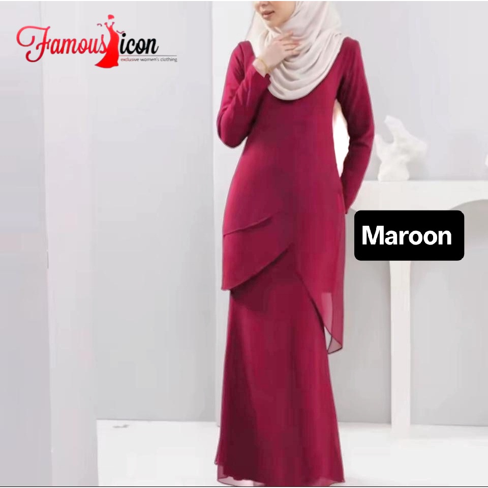 Set Baju Kurung Wanita Muslimah Riau Cey Famous Material Anti-Setrika ...