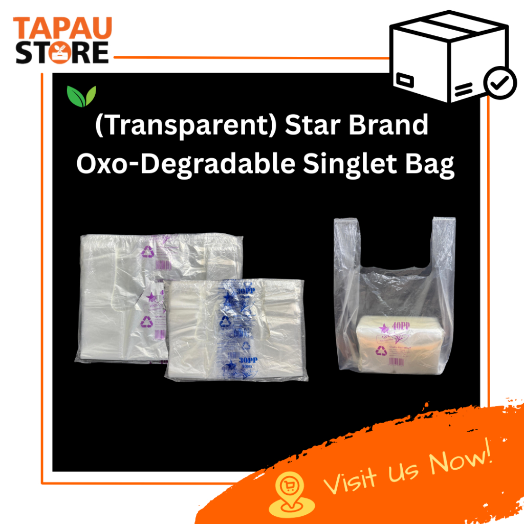 (50PCS) Star Brand Transparent Oxo-Degradable Singlet Bag ...