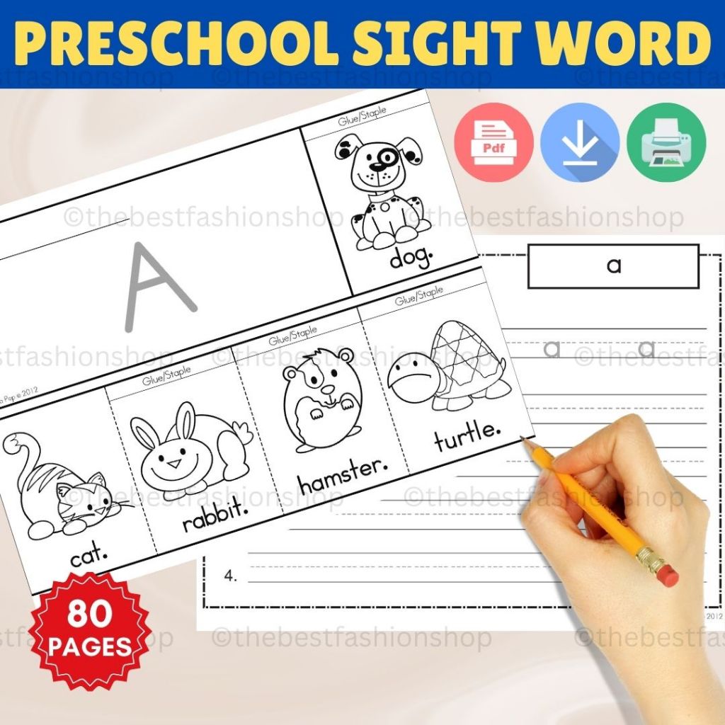 A090 [PDF] Pre-Primer Sight Words Flip Book Worksheet Printable ...