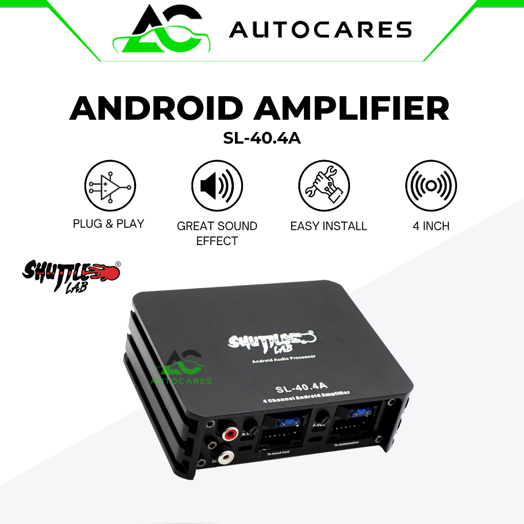 SHUTTLE LAB SL-40.4A DSP Plug & Play Android Amplifier 4CH Subwoofer Speaker Android Player ...