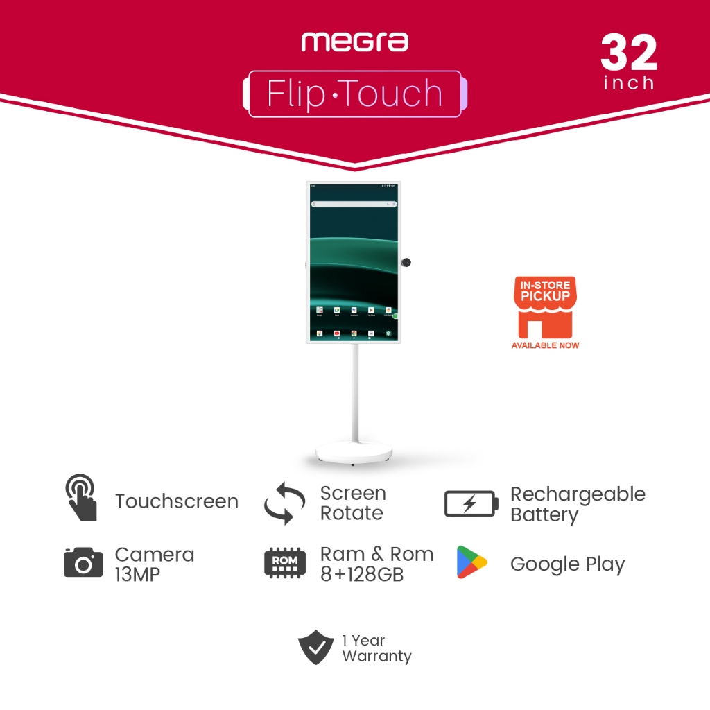 MEGRA Flip Touch 25" / 32" Portable Smart TV Rotate Touchscreen Monitor ...