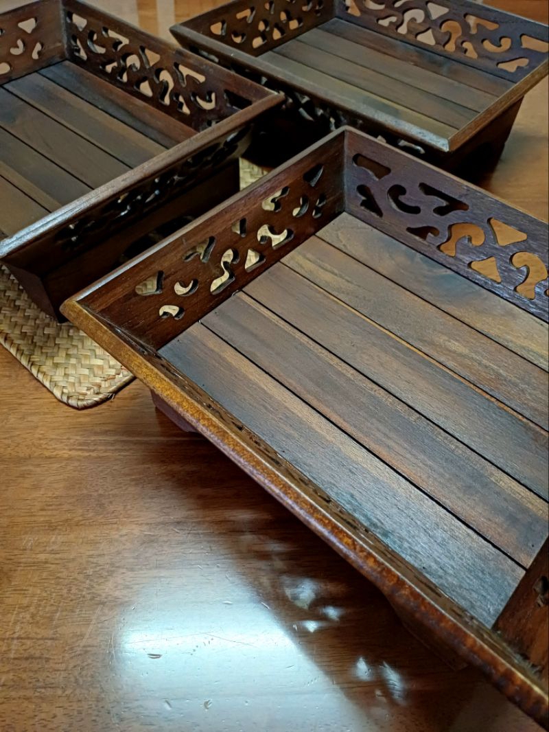 [1 UNIT] WOODEN SERVING TRAY I CLASSIC WOOD TRAY l WOODEN FRUIT TRAY I ...