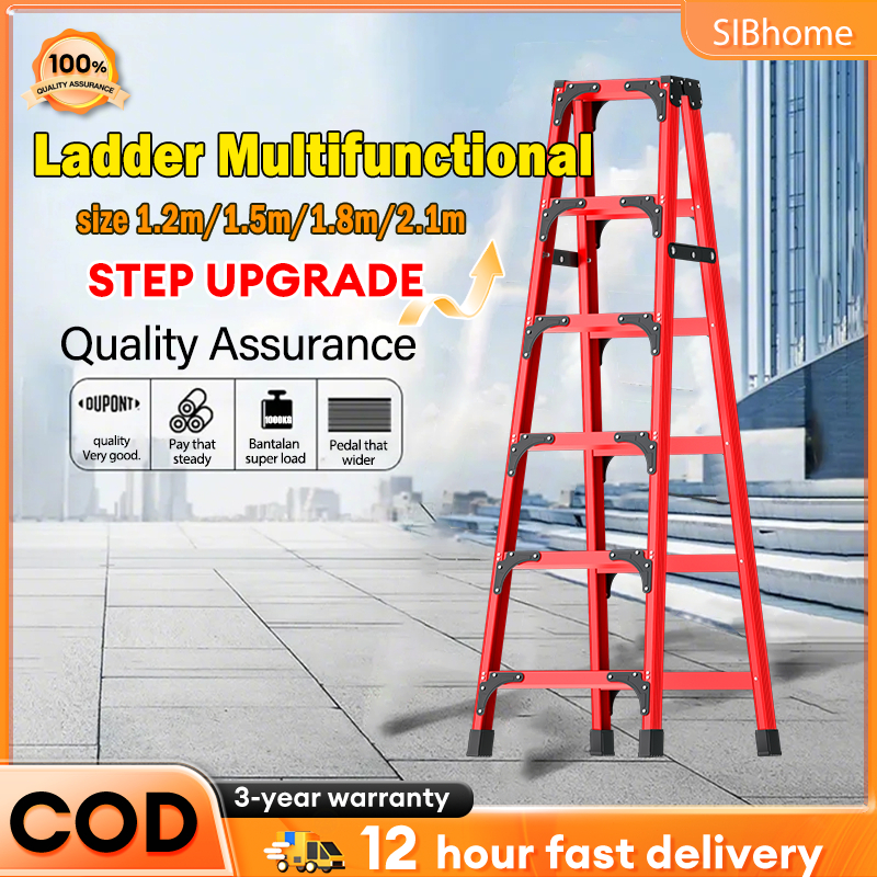 4-7 Anak Tangga Ladder Tangga Aluminium Lipat Heavy Duty Double Sided ...
